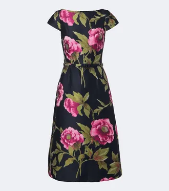 Carolina Herrera Robe midi &agrave; fleurs en jacquard