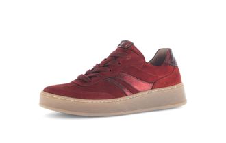Gabor Damen Low-Top Sneaker, Frauen Sneaker,Wide-fit,h-Weite,Leder-Sohle,Cherry,Merlot,Sport-Dynamic,g-Weite,silbrt,damasco/Bordo,44 EU / 9.5 UK