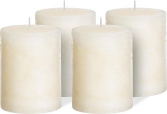 Brandsseller 4er Set Stumpenkerzen 7x10 cm - durchgefärbt & aus Paraffin - rustikale Kerzen mit langer Brenndauer - Dekokerzen für Tischdeko, Weihnachten & Feste -