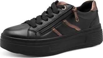 Tamaris Comfort Damen Plateau Sneaker mit Reißverschluss Low Top, Schwarz (Black Nappa), 39 EU