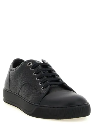 Lanvin Hammered Leather Low-Top Sneaker - Black