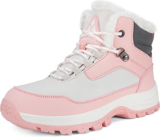 Mishansha Winterschuhe Damen Gef&uuml;ttert Winterstiefel rutschfest Wanderschuhe Rosa Gr.37