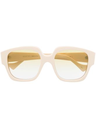Gucci lunettes de soleil &agrave; monture carr&eacute;e - Blanc