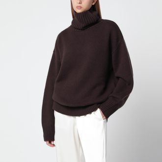 Extreme Cashmere Brauner Rollkragenpullover aus Kaschmir