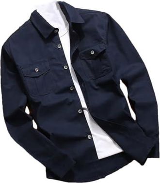 Generic Robe Chemise Cargo Hommes Coupe R&eacute;guli&egrave;re &Agrave; Manches Longues Chemise Boutonn&eacute;e Couleur Unie Col Tourn&eacute; Plwork Chemise Cargo