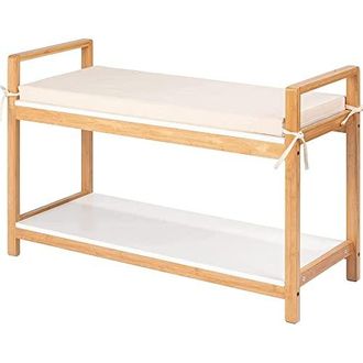 WENKO Schuhbank mit Sitzpolster Finja, Scandi Chic Schuhregal mit Sitzfläche, moderner Schuhschrank & Sitzbank aus hochwertigem, nachhaltigem Bambus kombini