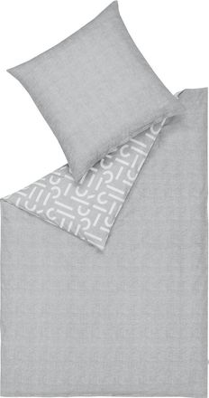Esprit Wendebettwäsche E-Scatter Big, Grau, Hellgrau, Textil, Schriftzug, 135x200 cm, Oeko-Tex Standard 100, hautfreundlich, angenehm wärmend