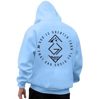 Generic Sweat &agrave; capuche chr&eacute;tien pour homme | God is Greater Than the Highs and Lows | Sweat &agrave; capuche ample | Pour le sport, bleu clair, XL