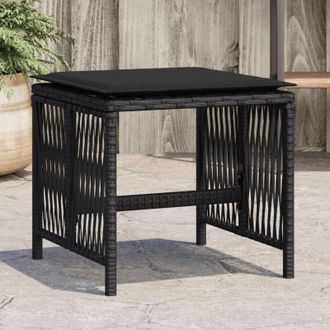 vidaXL Gartenhocker mit Kissen 4 Stk. Schwarz 41x41x36 cm Poly Rattan - Vidaxl