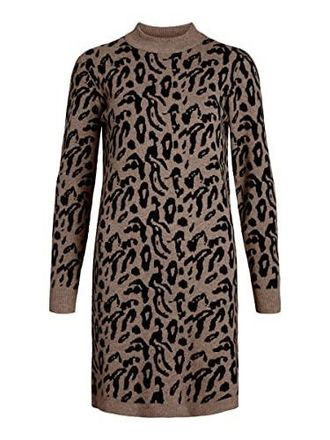 Object Robe en Tricot Objray L/S AOP Noos pour Femme, Fossil/Pop : Noir Petit Animal Jacquard, XS