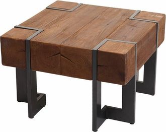 Hhg jamais utilis&eacute;] Table basse 887, table de salon, bois de sapin rustique massif, brun 60x60cm