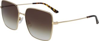 Calvin Klein EYEWEAR Damen CK20135S-717 Sonnenbrille,Shiny Gold/Khaki Gradient, 58-17-145