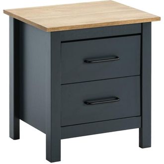 Altobuy TINA - Chevet 2 Tiroirs Bois Cir&eacute; et Bleu P&eacute;trole