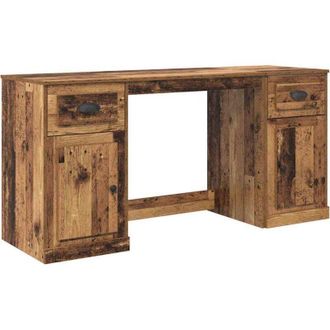 vidaXL Vidaxl - Bureau droit avec armoire et tiroir en bois ding&eacute;nierie - Dimensions 154,5 x 50 x 75 cm - Design mural moderne pour espace optimis&eacute;