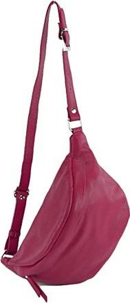 modamoda.de T77 Grand sac banane, poche de poitrine, italien, en cuir, souple, baie, Large