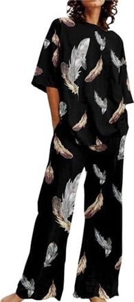 Generic Ensemble de sport 2 pi&egrave;ces en coton et lin assorti &agrave; manches mi-longues et pantalon large r&eacute;tro pour femme - Ensemble de surv&ecirc;tement en velours gris, 