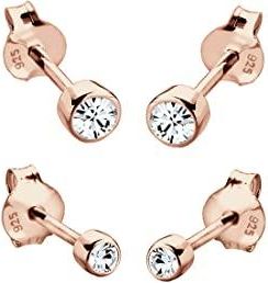 Elli Boucles dOreilles Elli - de base Ensemble Cristaux Boucles dOreilles Femme - Plaqué Or Rose Argent (925/1000)