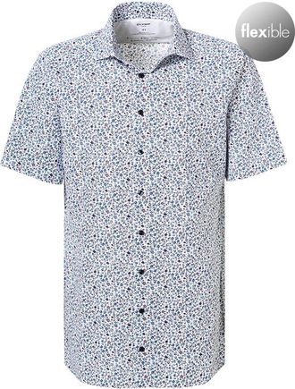 Olymp Herren Hemden blau Baumwoll-Stretch