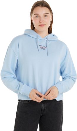 Tommy Jeans Damen Hoodie Essential Logo mit Kapuze, Blau (Breezy Blue), L
