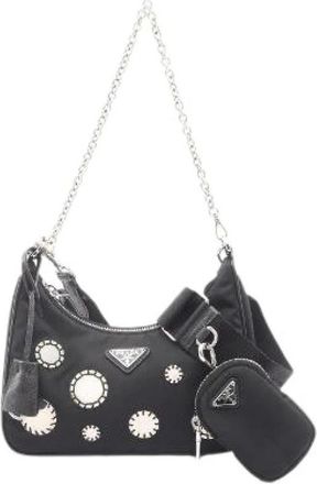 Prada Sac bandouli&egrave;re Pre-owned Re-Edition 2005 en nylon et cuir Saffiano - Femme - Pre-owned - Noir - Taille: ONE Size