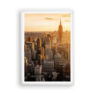Arttor Poster Wei&szlig;rahmen Deko 70x100cm New York Wolkenkratzer Manhattan Wandposter Art Prints Wanddeko Bild Wand Kunstdruck Wandbilder Dekoration Wohnzimmer 
