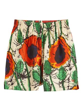 Wales Bonner Stretchbund-Shorts mit Mohn-Print - Nude