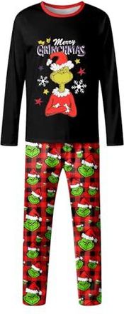 Generic Le Grinch Pyjama Noel Famille De Grinch Chaud Et Doux Femme Vetement Garcon Bebe Hiver Enfant Homme Pull Ensembles Deguisement Couple Ensemble Assorti