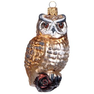 Impuls Christbaumschmuck Glas 7,5cm - Eule Figur zum Aufh&auml;ngen - mundgeblasen & handbemalt - Weihnachtsbaum Anh&auml;nger f&uuml;r Weihnachten - Christbaumanh&auml;nger & W