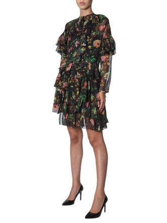 Msgm Asymmetrical Chiffon Dress - Black