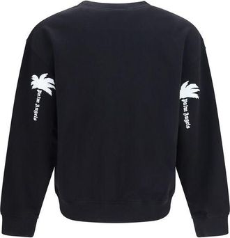 Palm Angels Crew-Neck Cotton Sweatshirt - Black