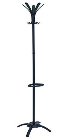 Alba PMCLEO N - Porte-manteau sur Pieds - 5 Doubles Patères - Porte parapluies - Acier / Plastique Noir