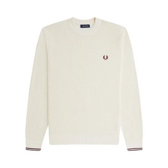 Fred Perry Gepr&auml;gter Baumwoll-Rundhalspullover - - Knitwear - Herren - Beige - XL