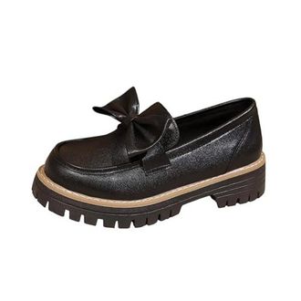 Generic Mocassins &eacute;l&eacute;gants &agrave; talons &eacute;pais pour femme - Bout rond - Couleur unie - Tendance - Antid&eacute;rapants - Confortables - D&eacute;contract&eacute;s - Classiques - Chauss