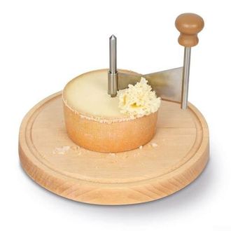 Generic Roulette à fromage élégante avec couvercle, base en bois de chêne et lame amovible en acier inoxydable pour créer des boucles de fromage et des formes