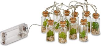 Brubaker Lichterkette 10 Gläser mit je einem LED Licht und Kakteen Deko 120 cm Länge