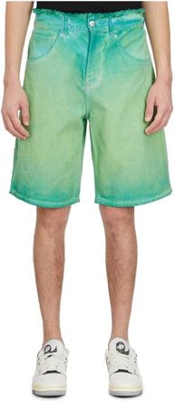 3.Paradis Homme, Shorts, Vert, Taille: W32 Bermuda en denim surteint