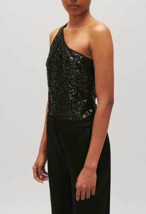 Claudie Pierlot Body asymétrique sequins noir