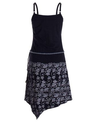 vishes Sommerkleid Asymmetrisches Kleid Bedruckt Geflochtener G&uuml;rtel Baumwolle Alternative Mode, Boho, Hippie, Ethno, Festival