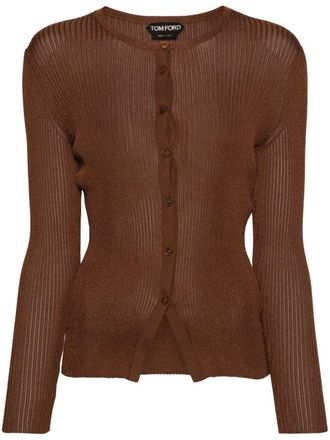 Tom Ford cardigan nervuré à encolure ronde - Marron