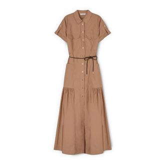 Motivi Langes Hemdblusenkleid aus Baumwollmischung - - Dresses - Damen - Beige - 2XS