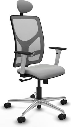 Piqueras y Crespo Drehstuhl in Grau, mit wei&szlig;en und schwarzen Armlehnen, h&ouml;henverstellbare Lendenwirbelst&uuml;tze und festes Kopfteil, ausgestattet mit 3 Positionen, Grau/H