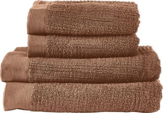 Zone Denmark Classic Handtuch Set Baumwolle, 2 x Handtuch 50x100 cm und 2 x Badetuch 70x140 cm, 100% Oeko-Tex Zertifizierte Baumwolle, 4er-Set, Terracotta