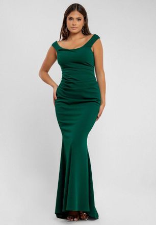 Goddiva Maxikleid Off The Shoulder Scuba Maxi Dress langes Kleid