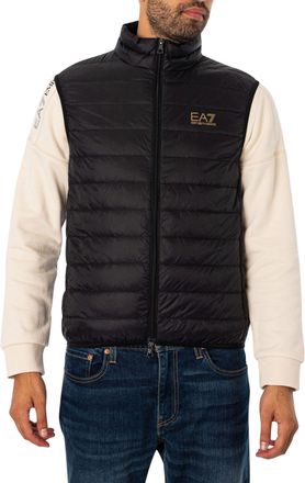 Emporio Armani Herren Gewebte Daunenweste, Black/Gold, S