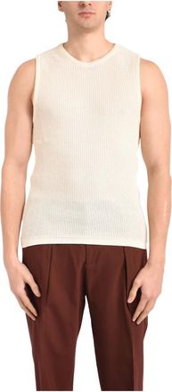 Daniele Alessandrini Homme, Pulls, Beige, Taille: M Tricot Sans Manches &agrave; Col Rond
