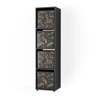 Vicco Raumteiler Ludus, stehendes B&uuml;cherregal, Schwarz, 142.5 x 36.2 cm mit 2 Faltboxen Opt.2