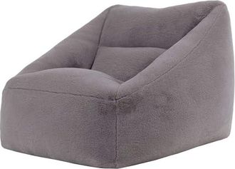 Icon Brand Natalia Sitzsack Sessel f&uuml;r Erwachsene, Grau, Flauschiger Kaninchen Kunstfell Stoff, Riesen Sitzsack mit F&uuml;llung, Bean Bag Chair, Bequemer Sessel Wohn