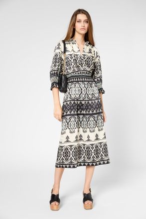 Gerard Darel Robe midi cintr&eacute;e imprim&eacute;e - PETUNIA - Noir
