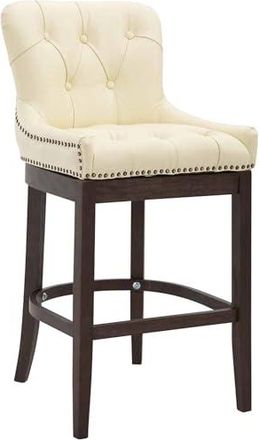 Clp Tabouret De Bar Lakewood Rev&ecirc;tement Cuir V&eacute;ritable I Si&egrave;ge Bien Rembourr&eacute; I Chaise Haute avec Pi&egrave;tement A 4 Pieds Et Repose-Pieds en Bois, Couleur:cr&egrave;