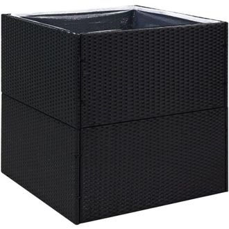 vidaXL Jardini&egrave;re Noir 80x80x80 cm R&eacute;sine tress&eacute;e